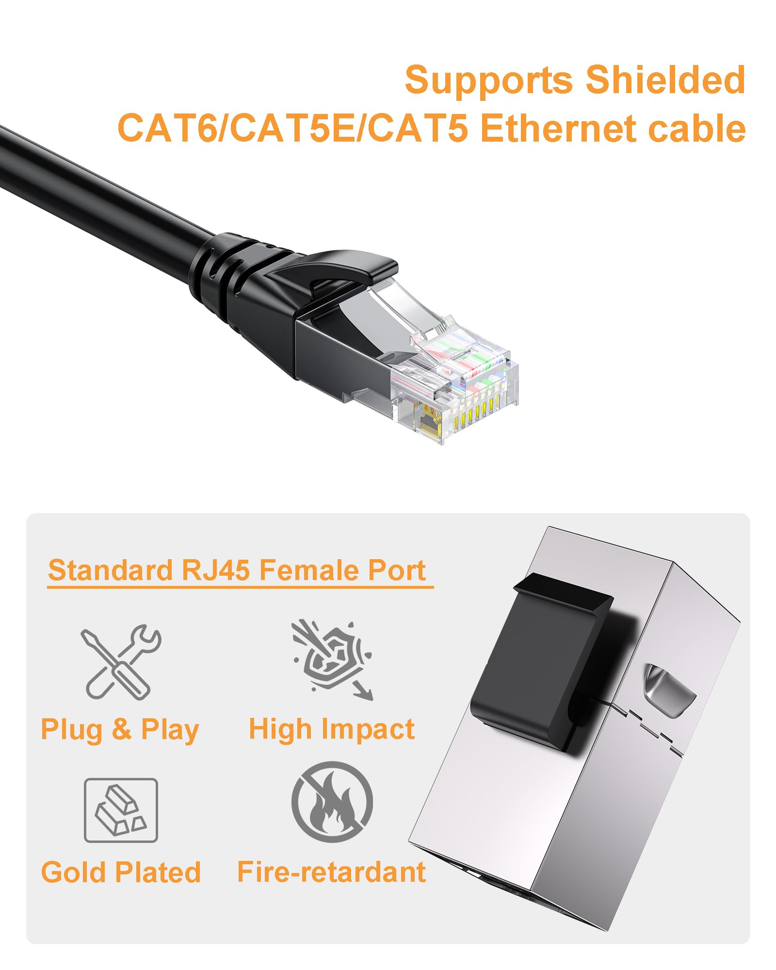 Snapklik.com : 40 Pack Cat 6 Shielded Keystone Coupler, Cat6 Keystone ...