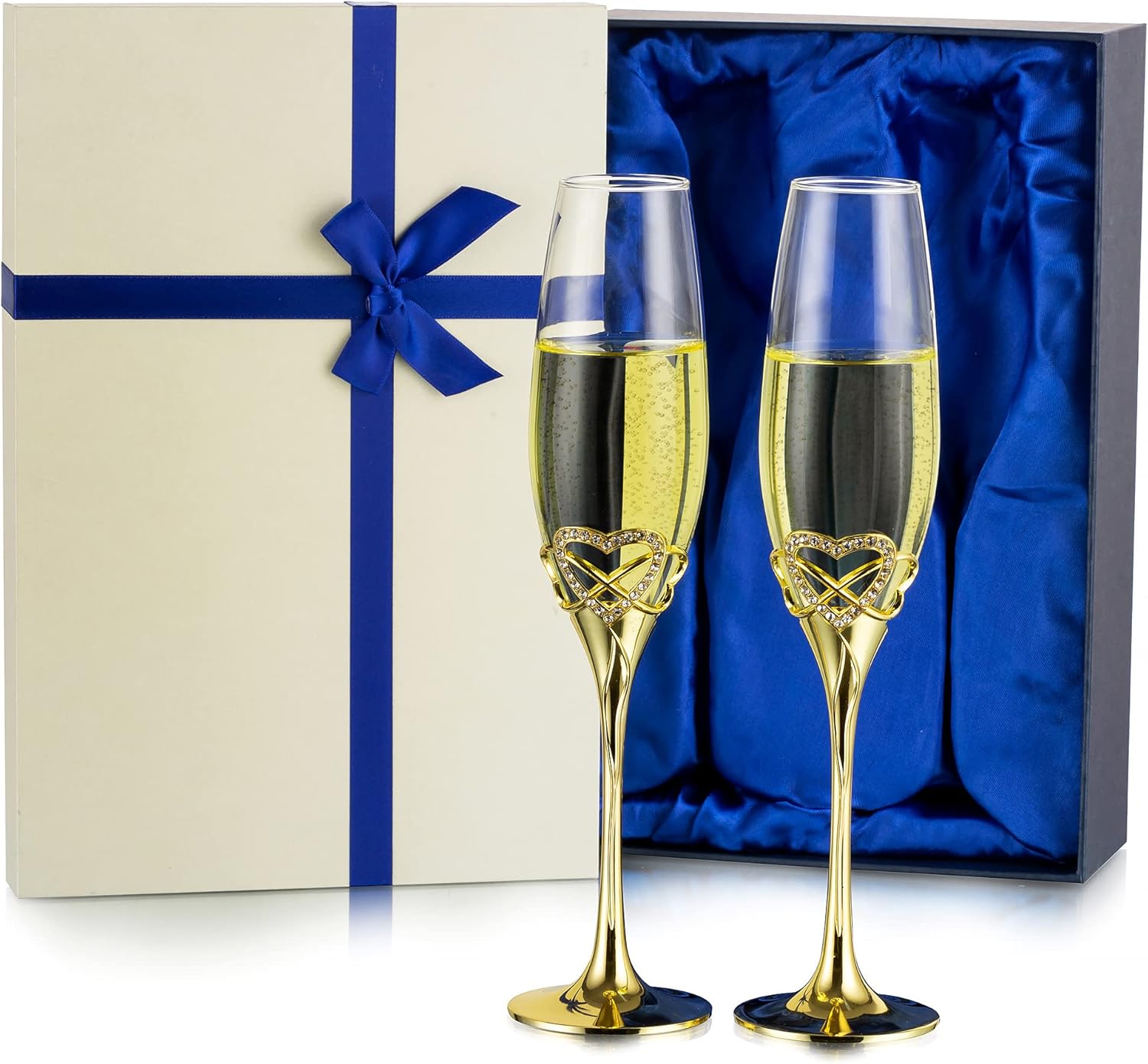 Amazon.com | Inweder Champagne Glasses Wedding Champagne Flutes - Gold ...