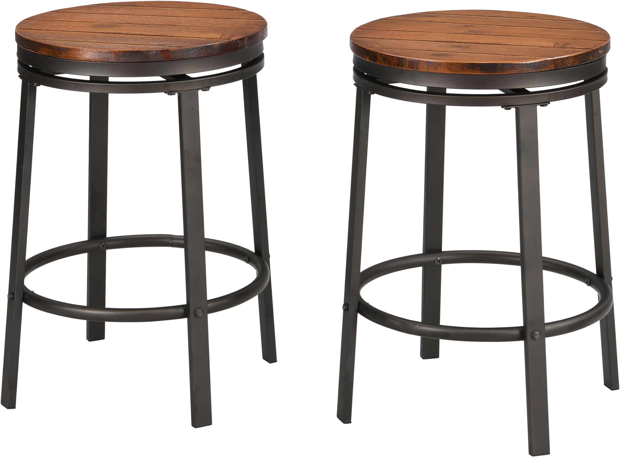 Amazon.com: Powell Furniture Linon Tegan 24" Rubber Wood Swivel Counter ...