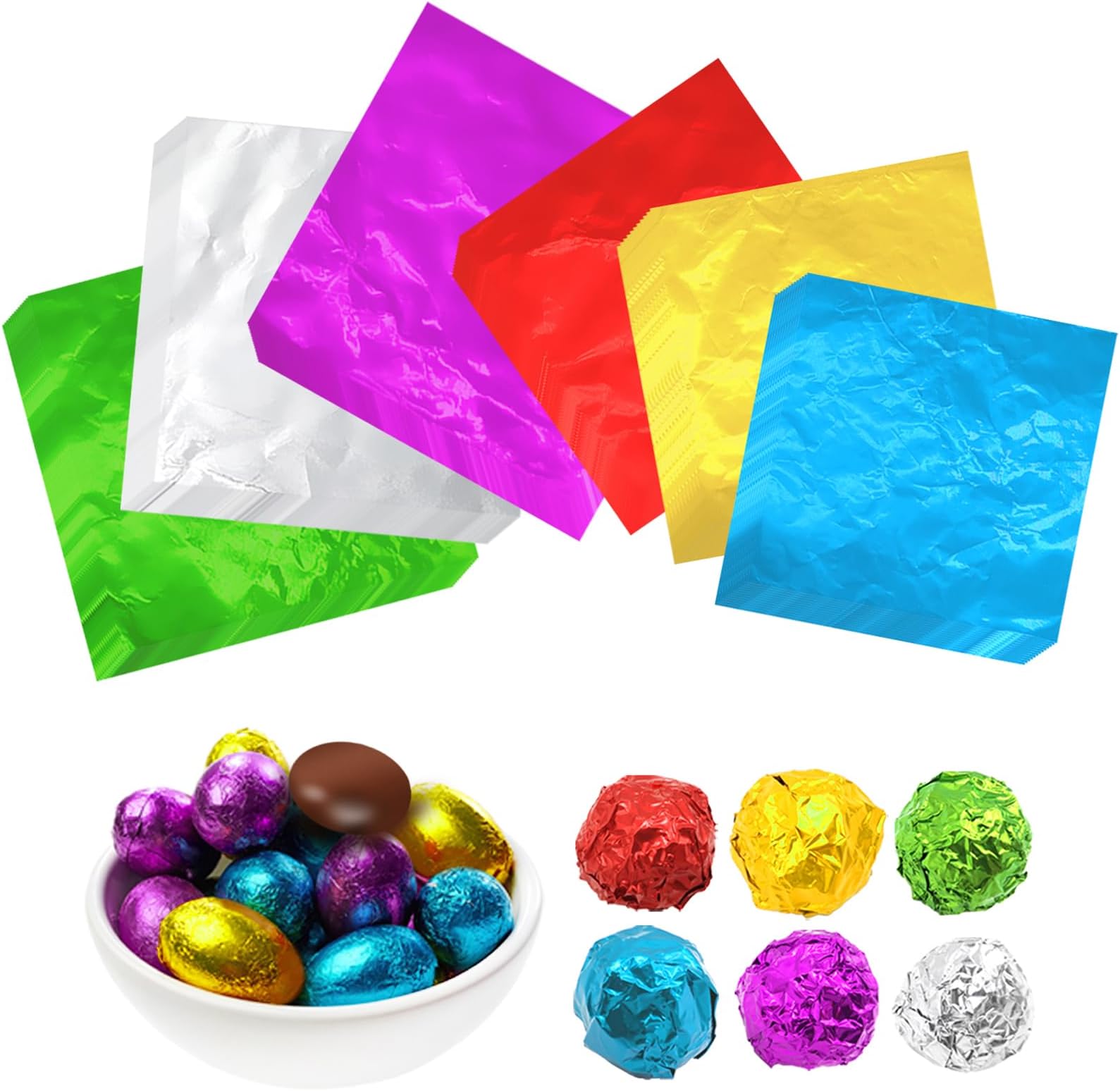 Amazon.com: 600 PCS Candy Chocolate Foil Wrappers, 4 x 4 inch and 3 x 3 ...
