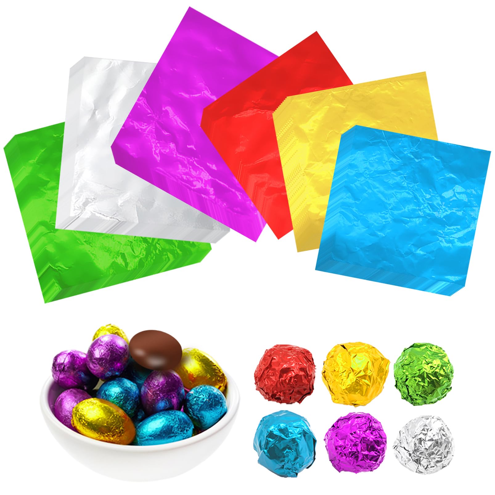 100PCS Purple Foil Candy Wrappers, 4 X 4 Inch Sheets, Square