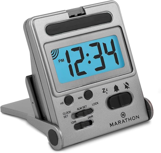 Amazon.com: MARATHON Compact Travel Alarm Clock with Built-in Phone ...