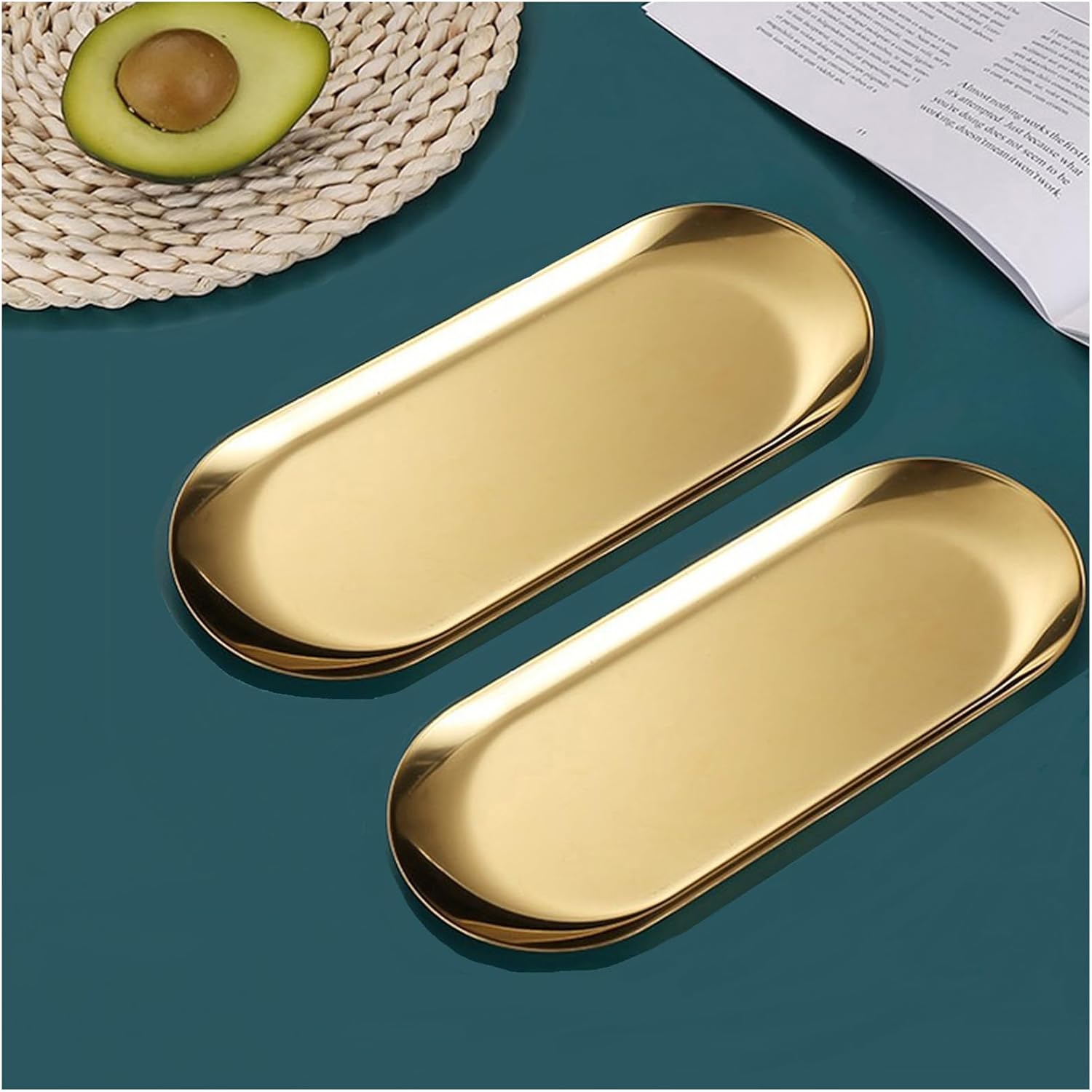 Amazon.com: [2pk] Gold Decorative Tray, Perfume Bathroom Jewelry Vanity ...