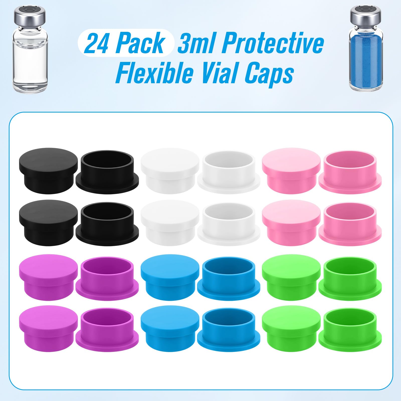 Snapklik.com : Thyle 24 Pack Vials Caps 3ml Glass Protective Vial Caps ...