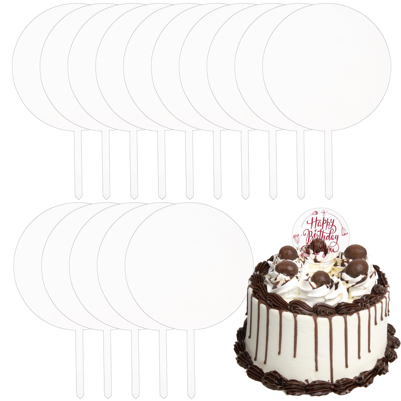 Amazon.com: Frcctre 15 Pack Acrylic Cake Toppers, 5 Inch Blank Round ...