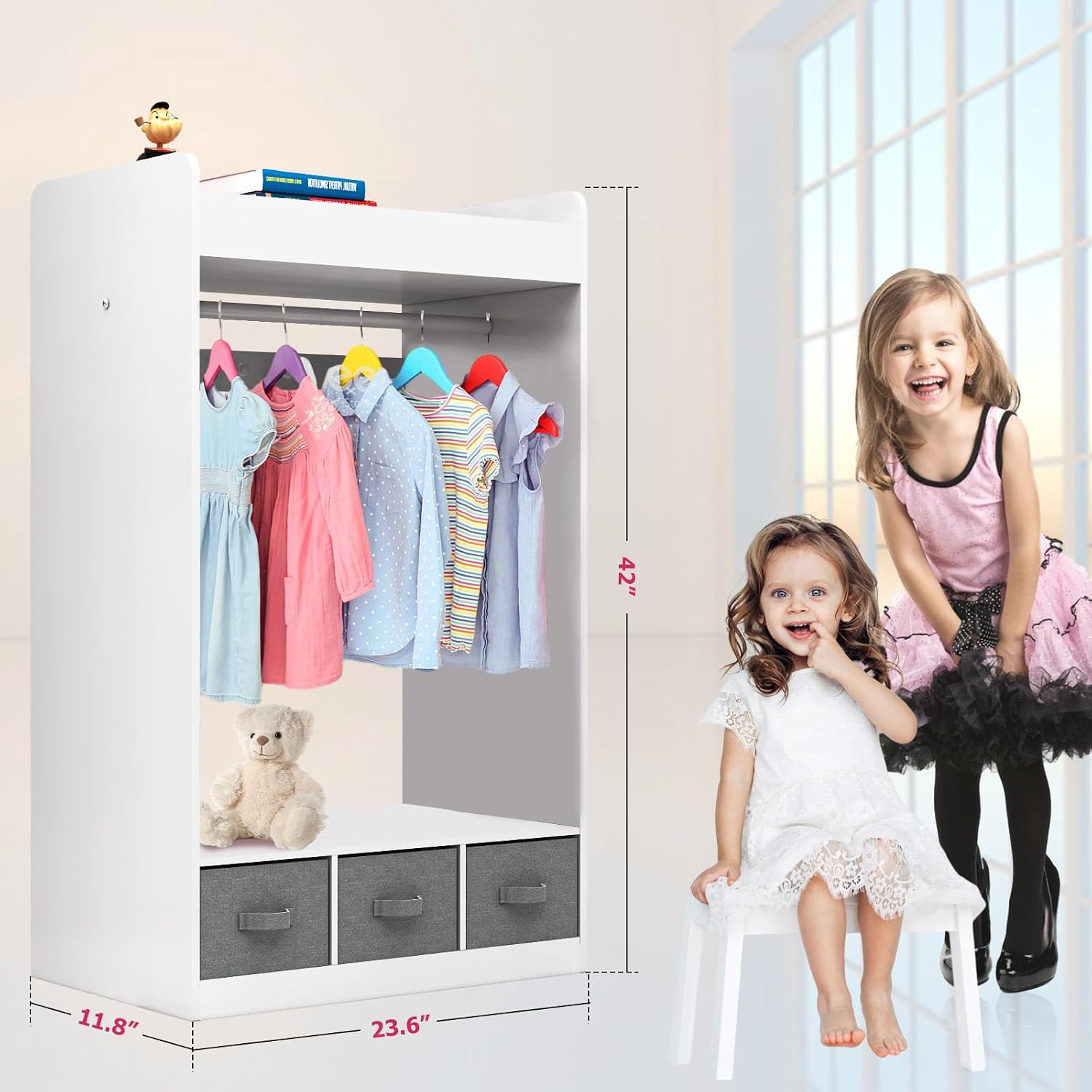 BELANITAS Dress Up Storage for Kids with Mirror Kids Armoire Dress up ...