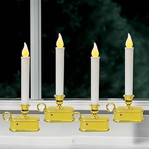 Amazon.com: 4 Pcs Christmas Electric Window Candles,10 Inch LED Taper ...