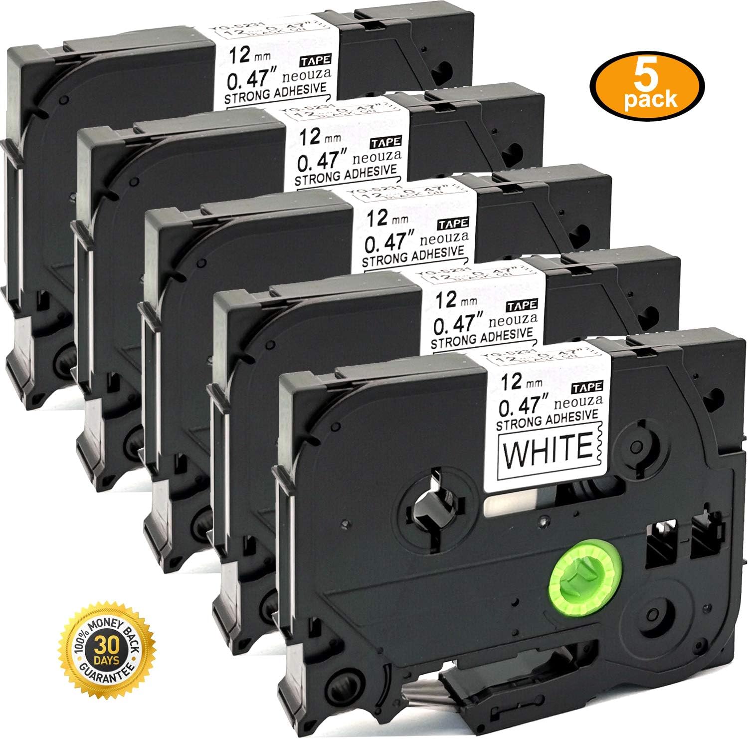 NEOUZA 5PK Compatible for Brother P-Touch Laminated Tze Tz Label Tape ...