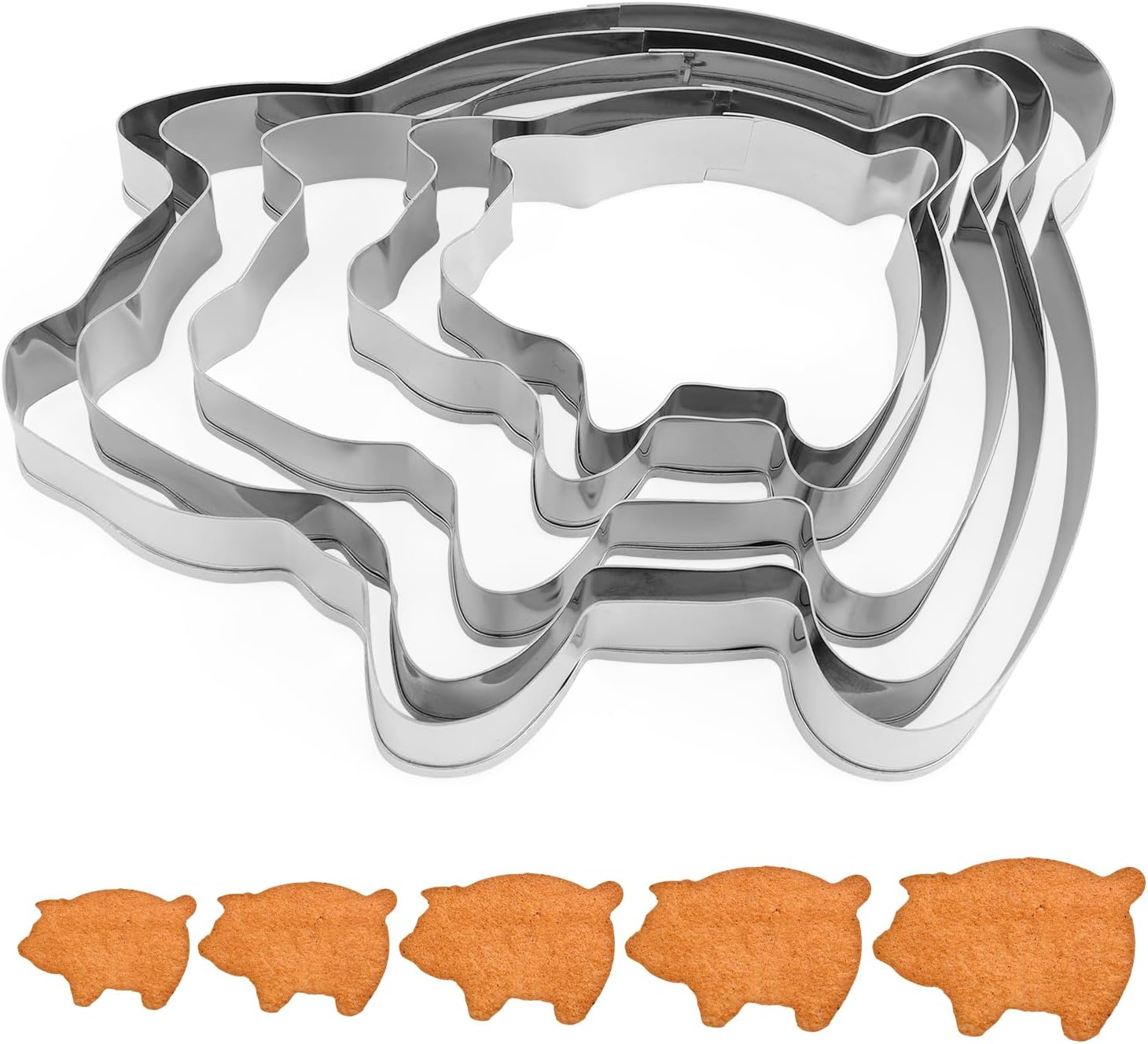 Amazon.com: 5pcs Pig Cookie Cutters Set, 5 Sizes Stainless Steel Animal ...