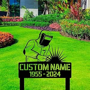 Amazon.com: Personalized Memorial Stake Welder 12x12 inch Grave Marker ...