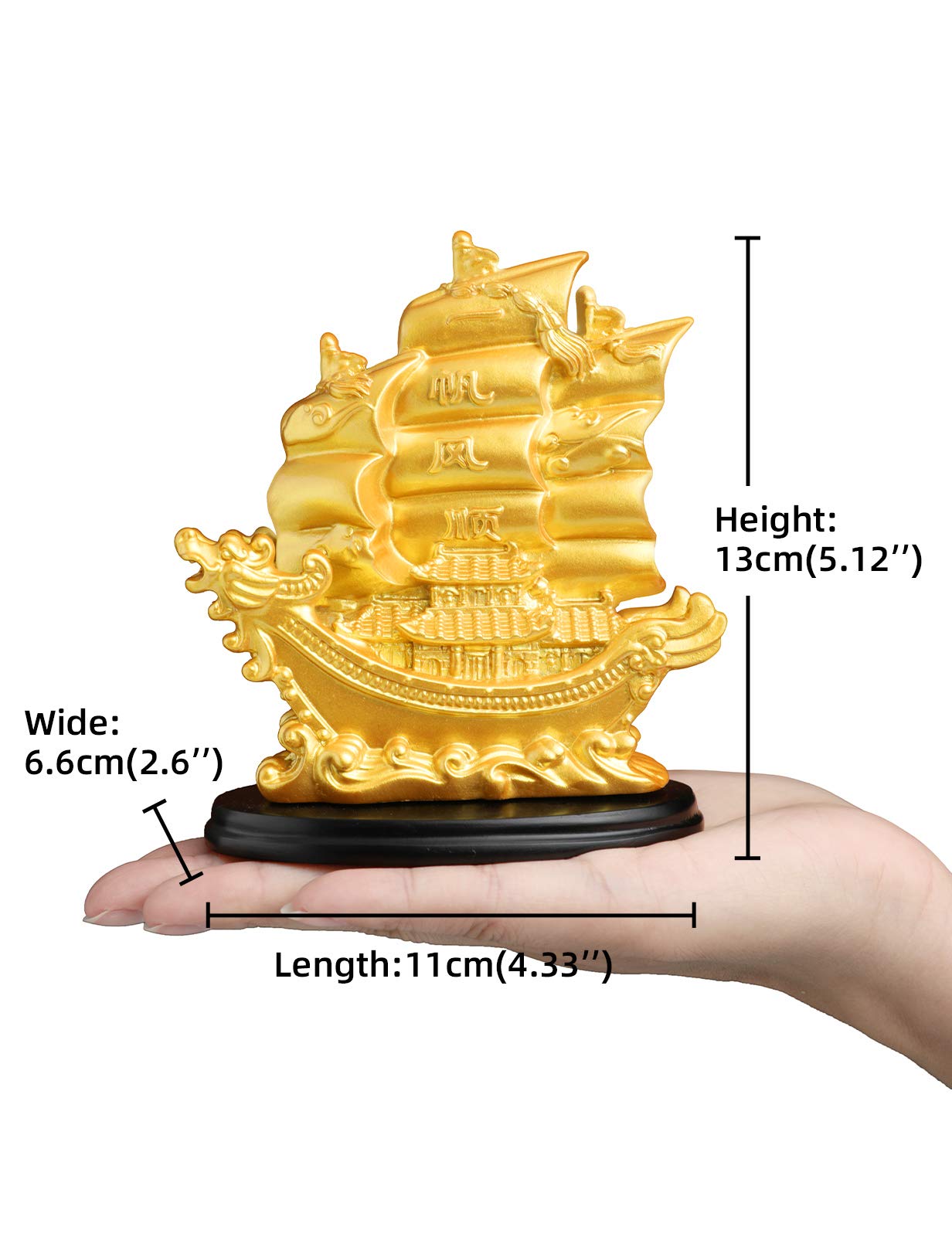 Sailing Ship Statue Wealth Ship Feng Shui Decor for Fortune, Wealth and ...