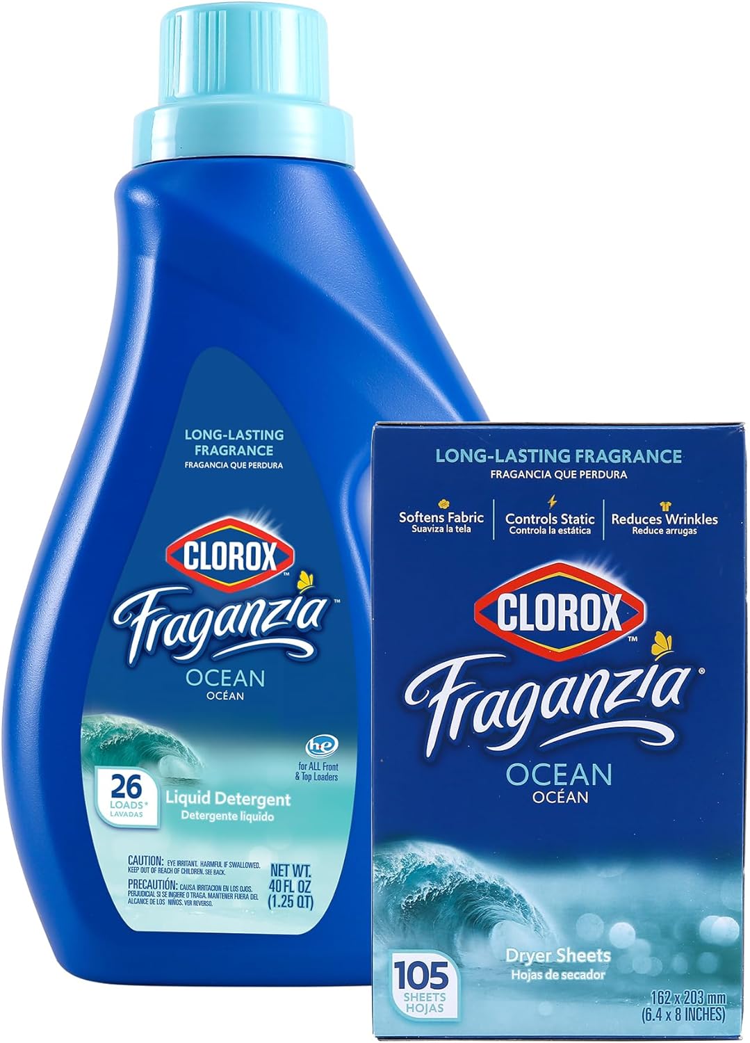 Amazon.com: Clorox Fraganzia Laundry Care Bundle: Ocean Scent Liquid ...
