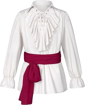 Amazon.com: Men's Renaissance Victorian Medieval Pirate Shirt Lace Up ...