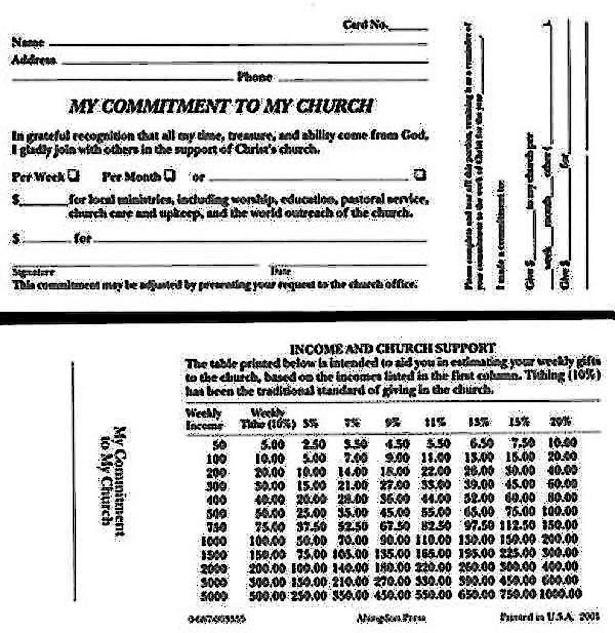 My Commitment to My Church Pledge Card (Pkg of 100): Abingdon Press ...