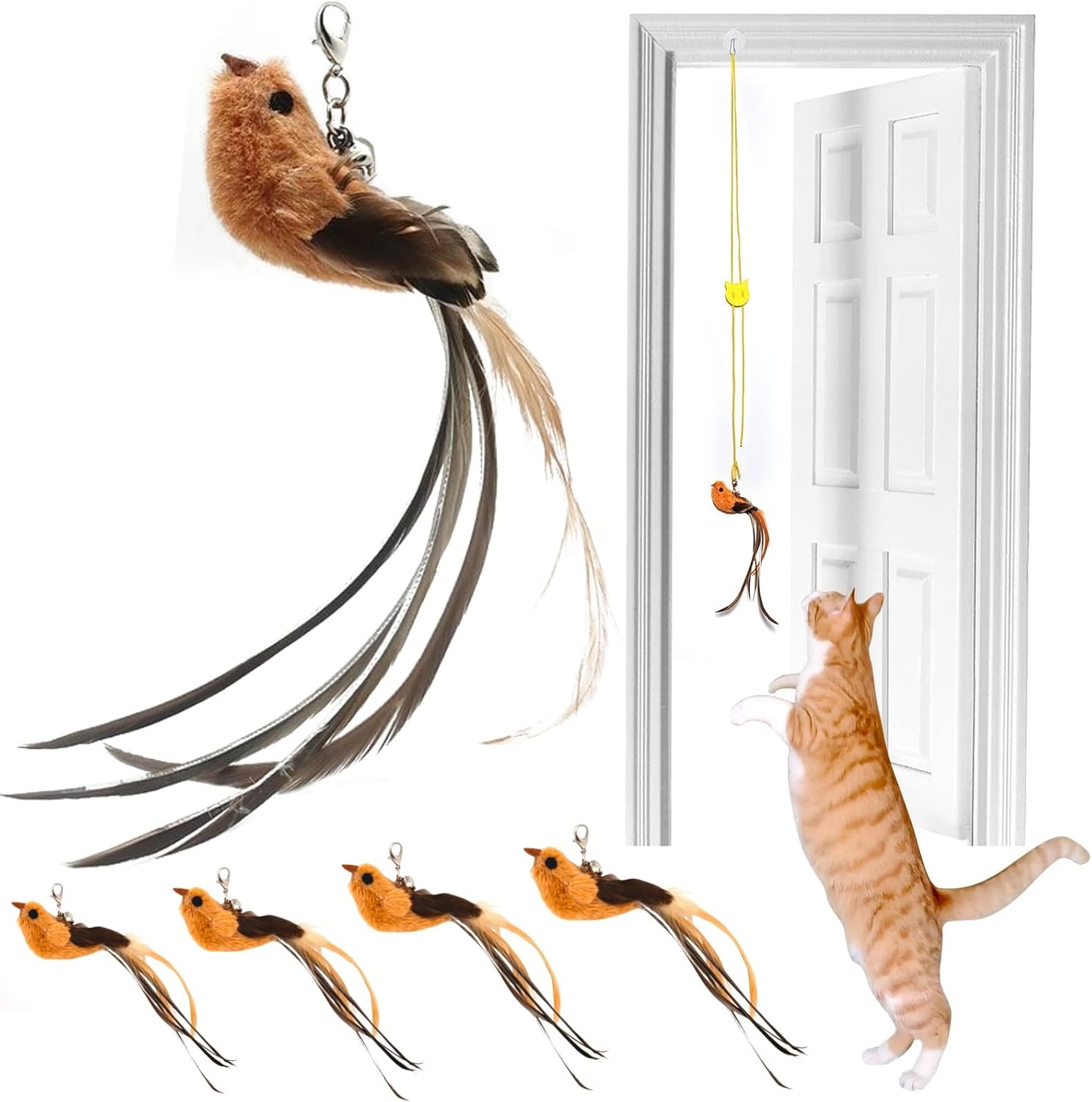 Amazon.com: miwoowim 4 Bird Cat Wand Toy Refill for Indoor Cats ...