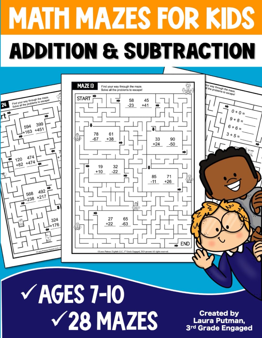 Math Mazes for Kids Addition and Subtraction Activity Book: Putman ...