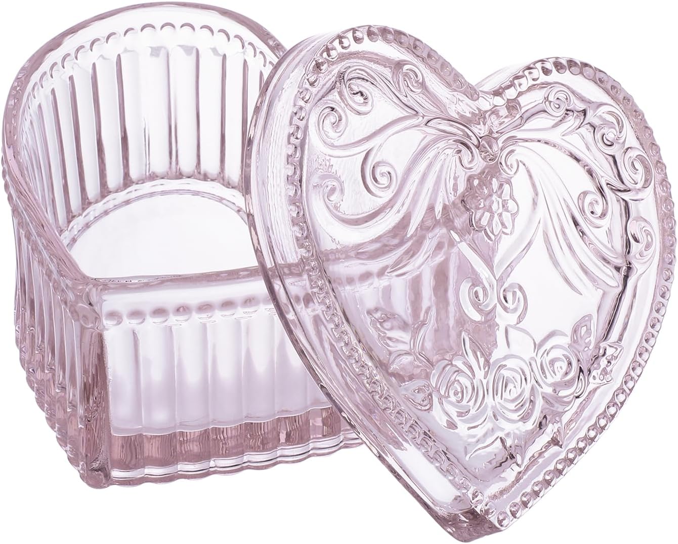 Amazon.com: Zumllex Elegant Embossed Heart-Shaped Pink Crystal Glass ...