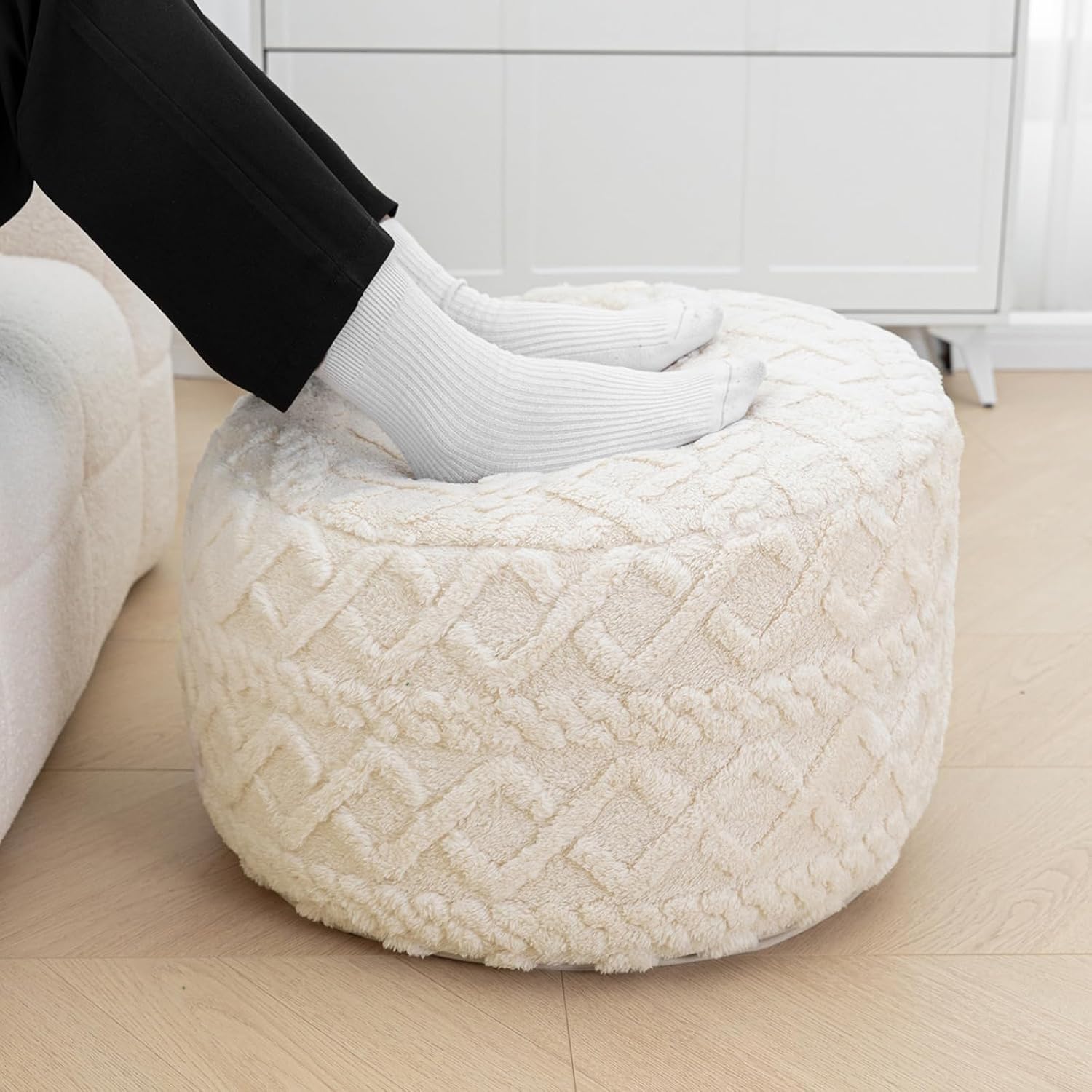 Amazon.com: Beawelkomjo Pouf Ottoman Stuffed 20x20x12 Inches Floor Pouf ...