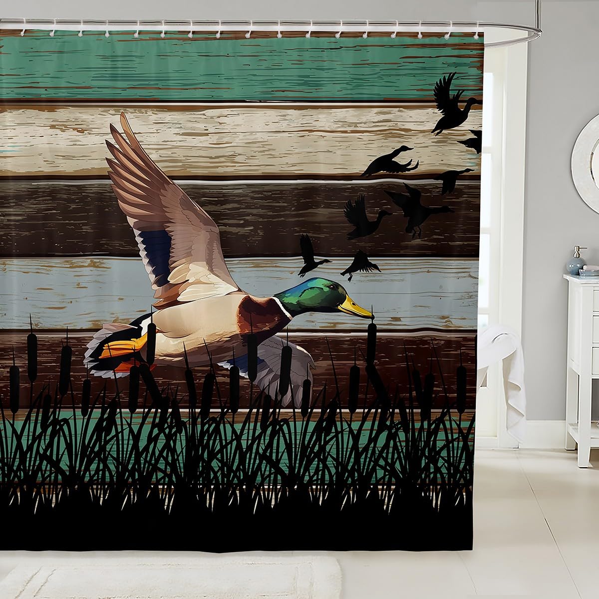 Amazon.com: Homewish Countryside Duck Bathroom Curtain,Hunt Wild ...