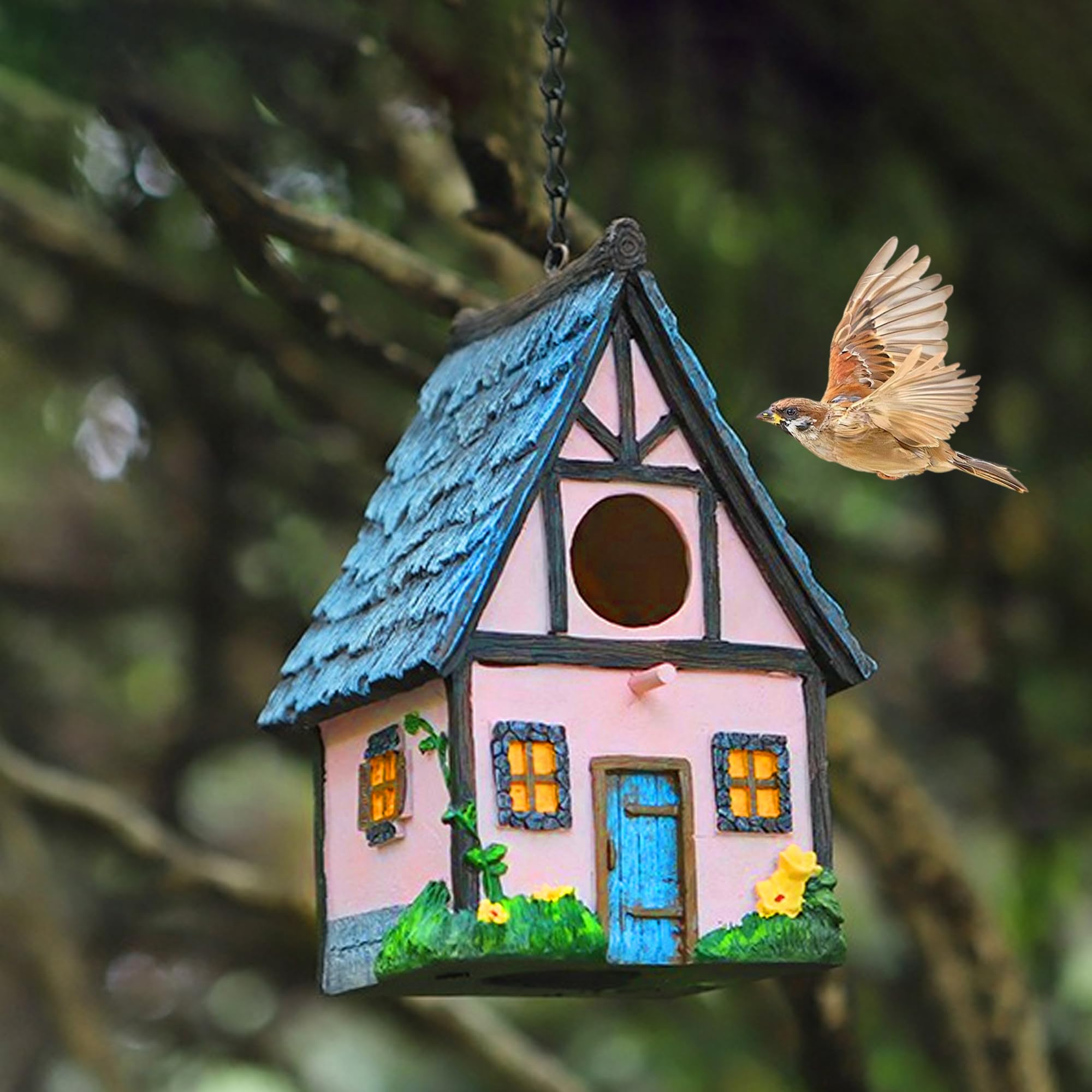 Amazon.com: Hanging Bird Houses for Outside Outdoor Resin Birdhouses ...