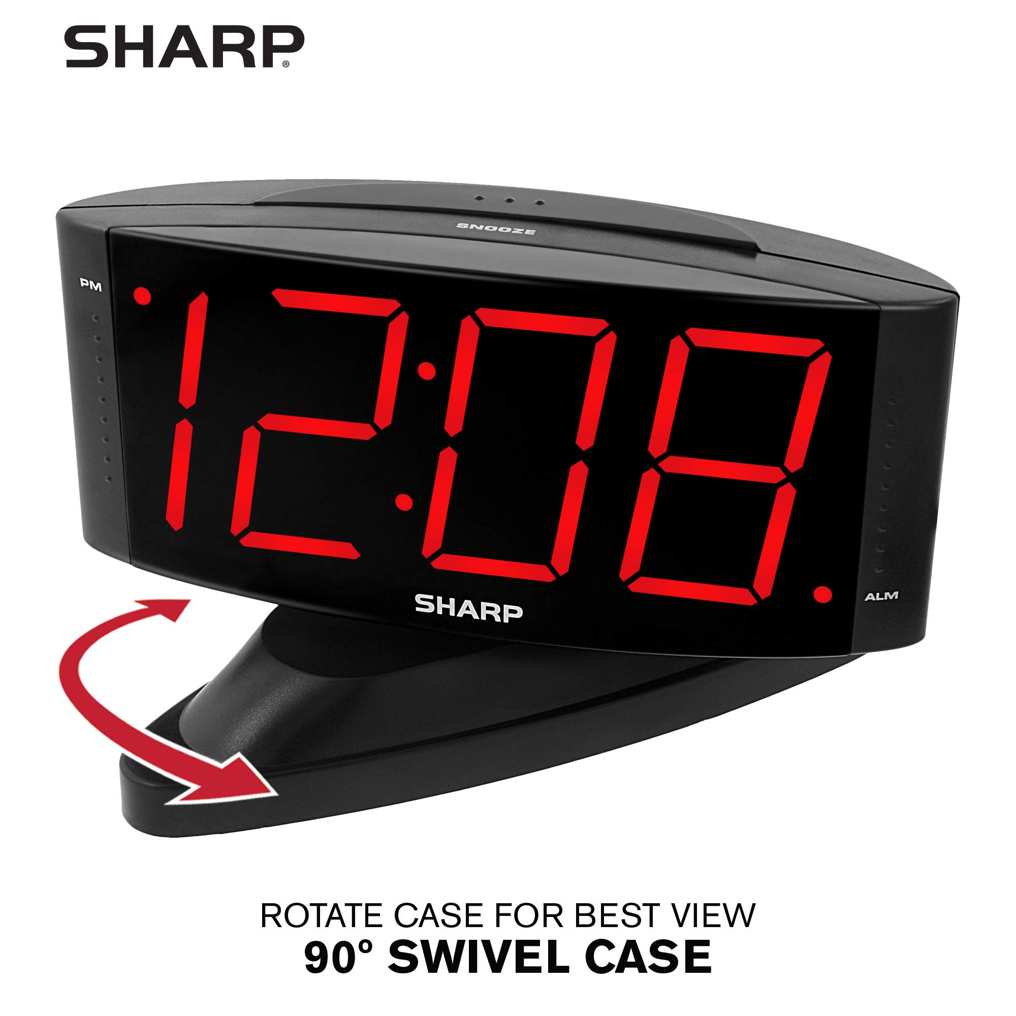 Snapklik.com : Sharp Home LED Digital Alarm Clock Swivel Base - Outlet ...