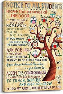 Amazon.com: Notice To All Students Wall Art Funny Teacher Quote Poster ...
