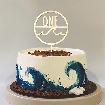 Amazon.com: Wave Surf Cake Topper - Beach Themed Cake Topper, Wave ...