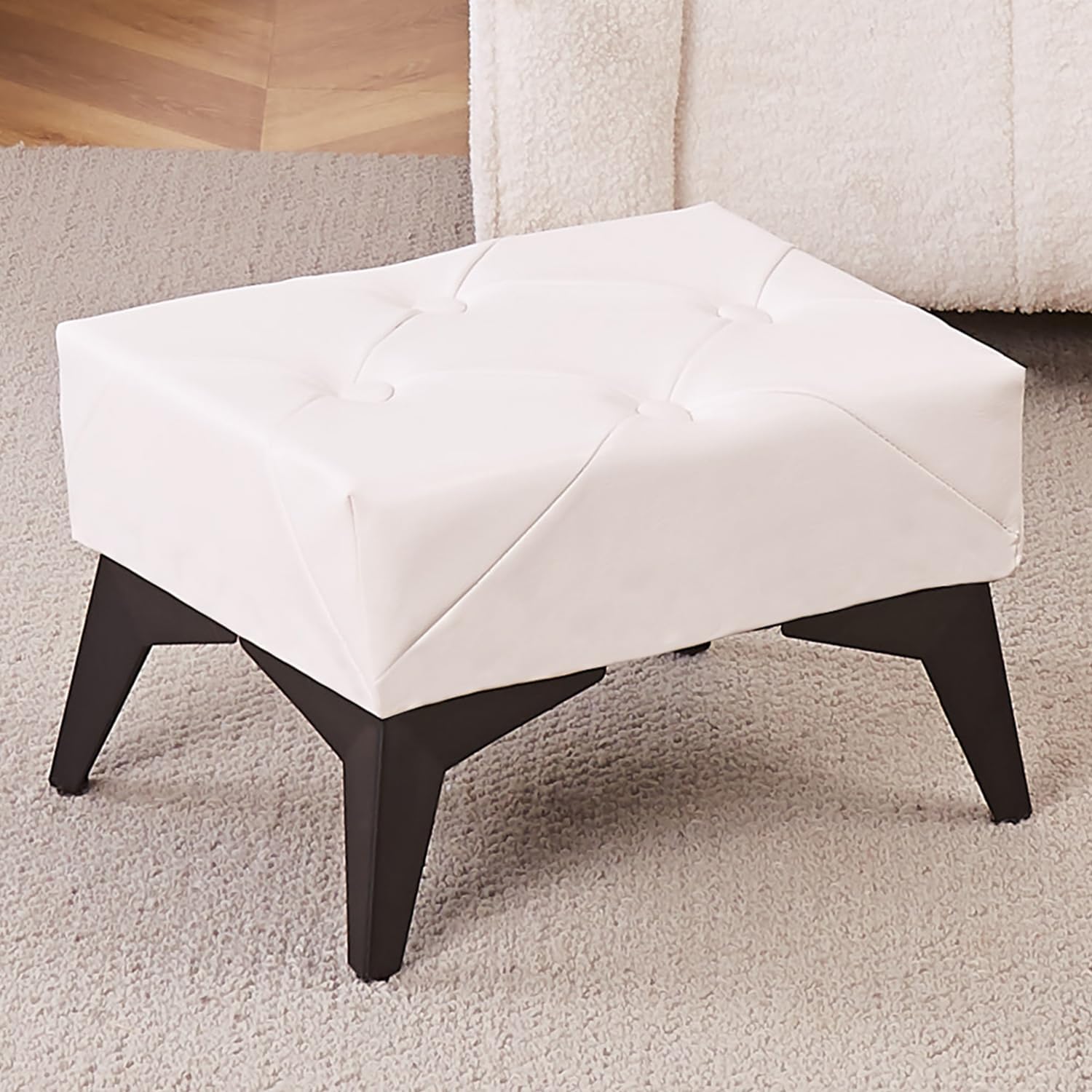 Amazon.com: Cpintltr Small Footstool Ottoman, Leather Soft Footrest ...