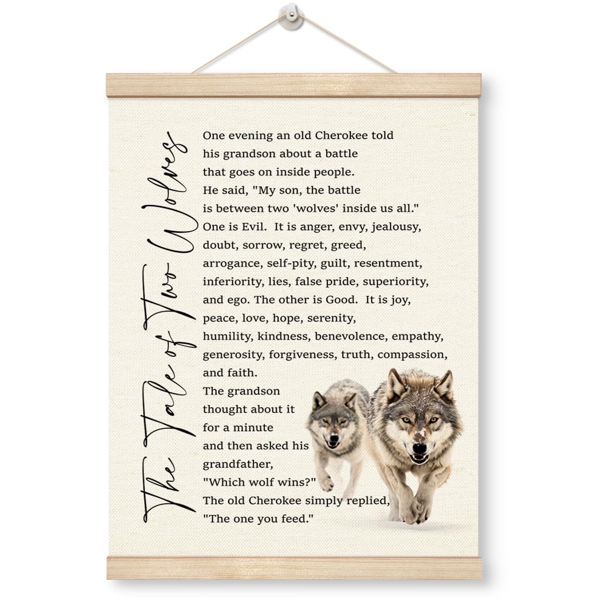Amazon.com: Wolf Poster, Wolfs Canvas Poster Decor, Tale of Two Wolves ...