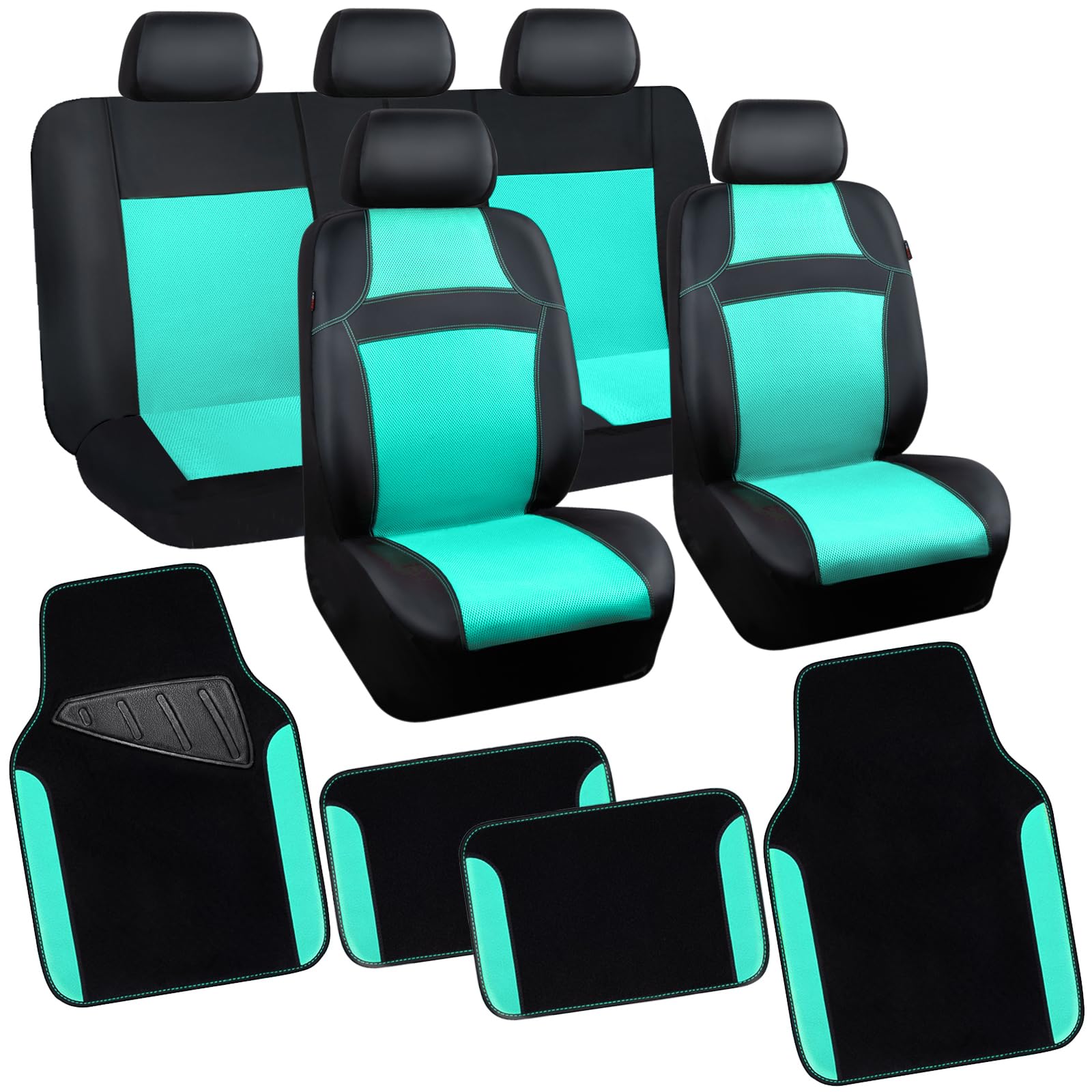 CAR PASS 3D Air Mesh Leather Car Seat Cover Full Sets & 4Pcs Waterproof ...