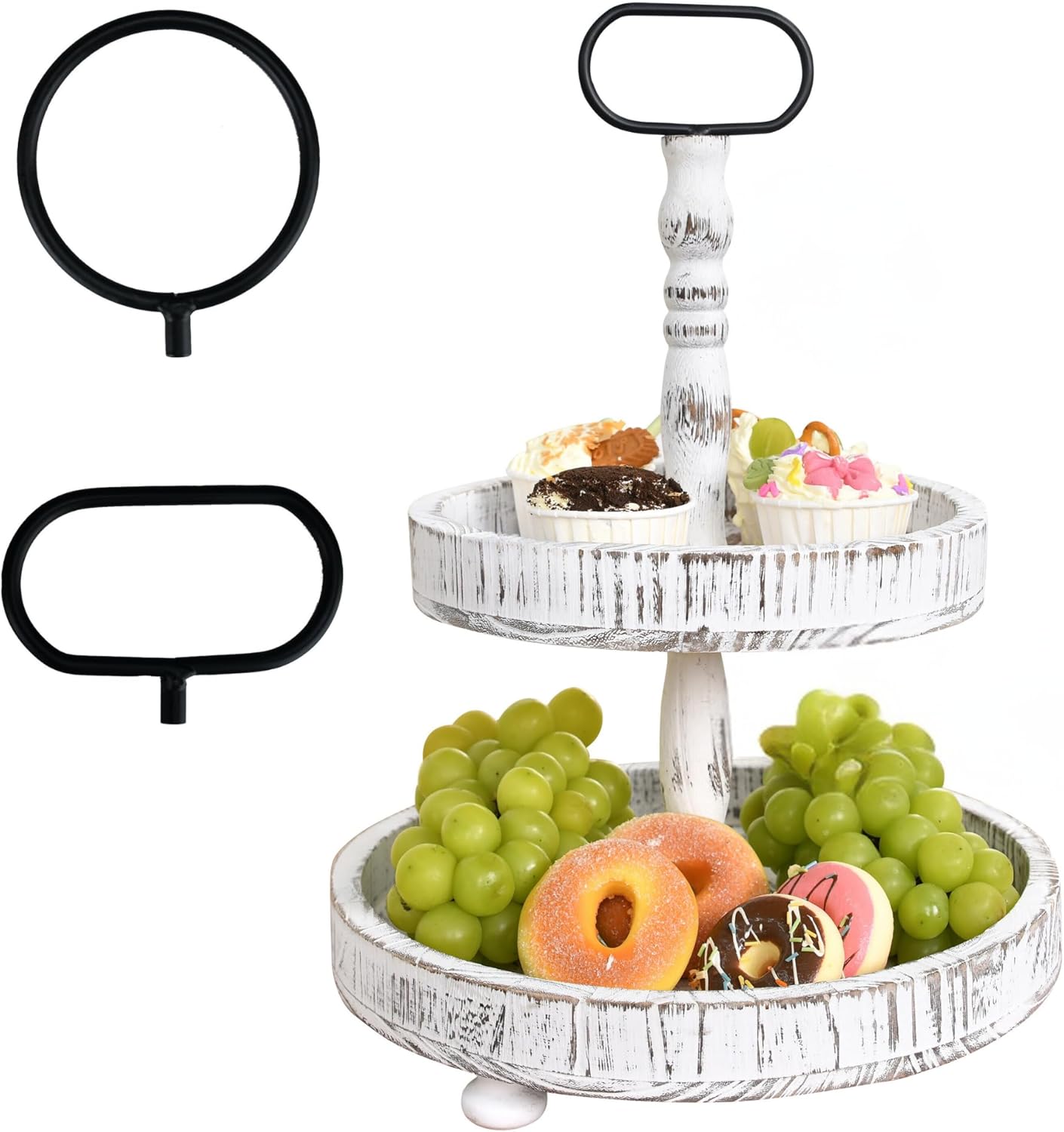 Amazon.com: AONEHOME Summer 2 Tiered Tray Stand, White Tiered Tray ...