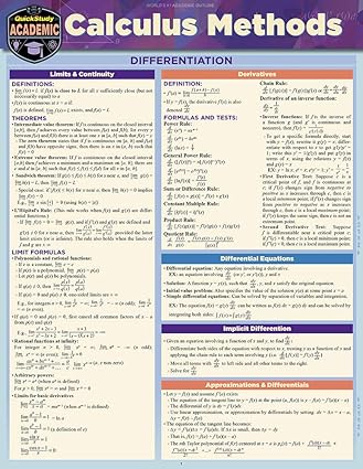 Calculus Methods: QuickStudy Laminated Reference Guide: ExpoLog, LLC, Yablonski, Ken ...