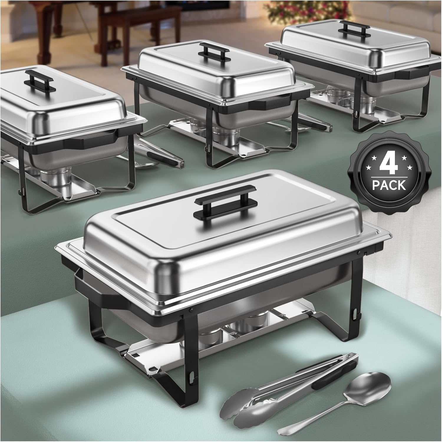 Amazon.com: KScocina Chafing Dish Buffet Set, 4 Pack 9.5QT Chafing Dish ...