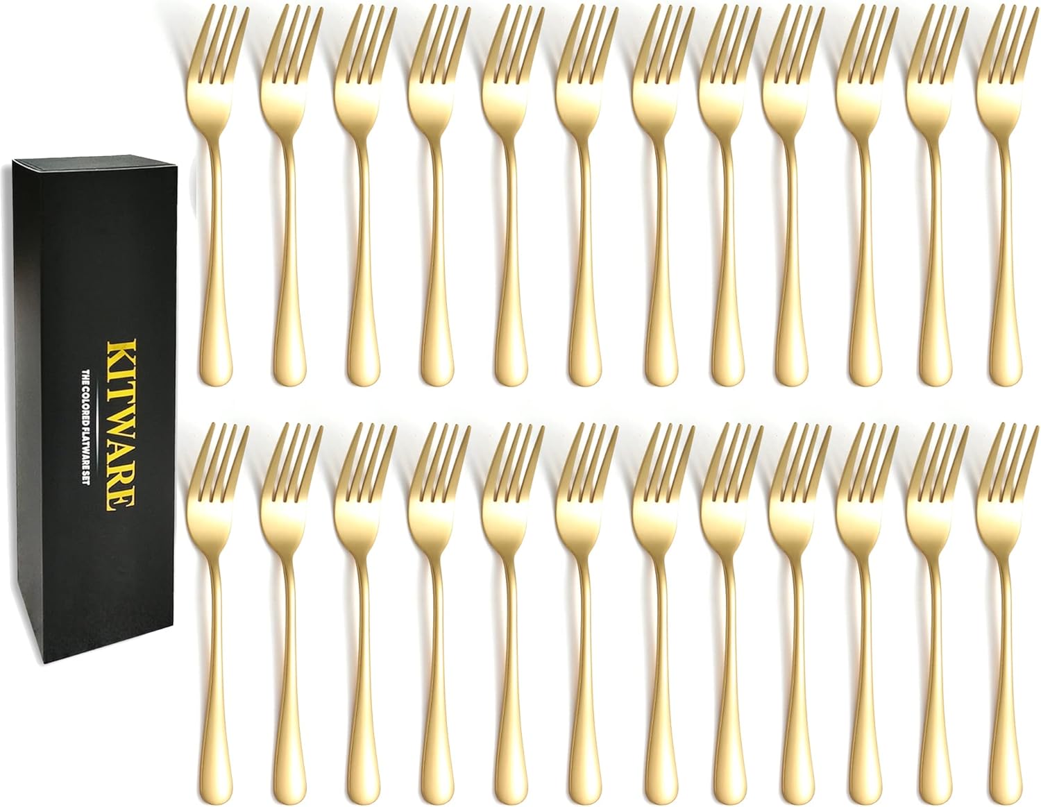 Amazon.com | 24 Pieces Gold Salad Forks Set, KITWARE Flatware Stainless ...