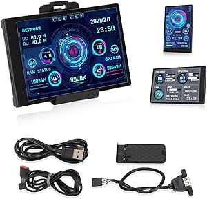 Portable Monitor, 3.5in IPS USB Mini Screen, AIDA64 Display Temperature Monitor, PC CPU Data ...