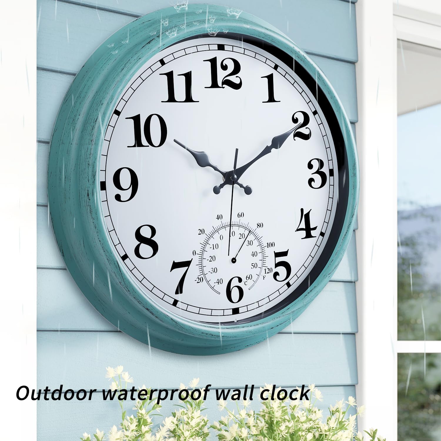 QWARVEL Reloj grande de 16 pulgadas para exteriores, reloj retro ...