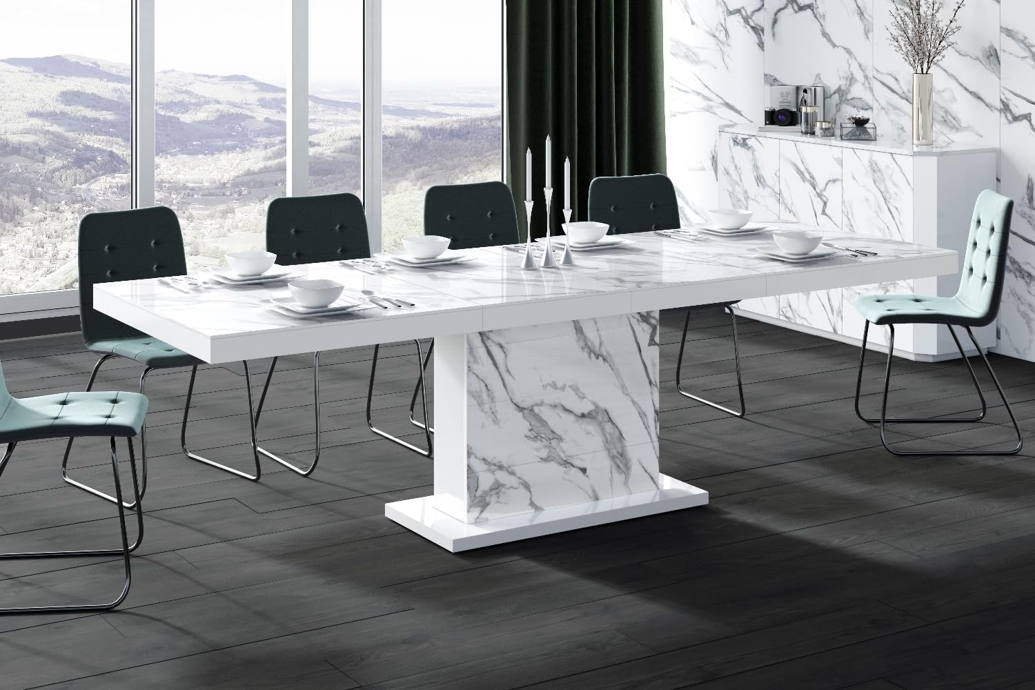 Amazon.com - Dika Extendable Dining Table (White Marble) - Tables