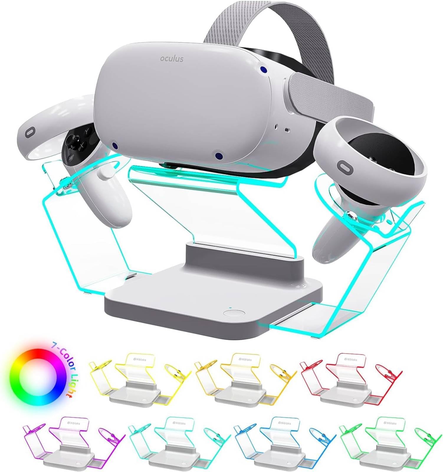ZYBER Ladestation mit LED-Licht für Oculus Quest 2, USB, VR-Ladeständer ...
