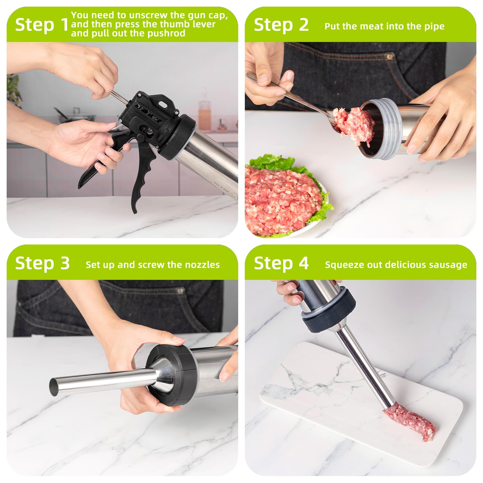 Snapklik.com : Jillmo Jerky Gun, Stainless Steel Jerky Maker, Jerky Gun Kit