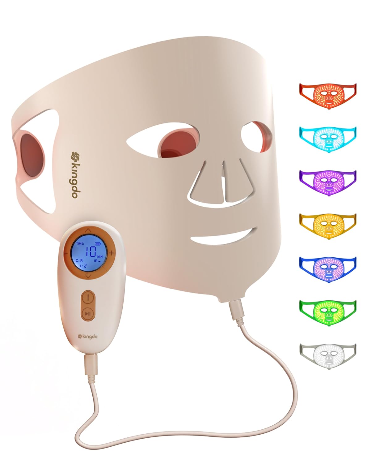kingdo Red Light Therapy for Face,7-Colors LED Face Mask with 119 LEDs ...