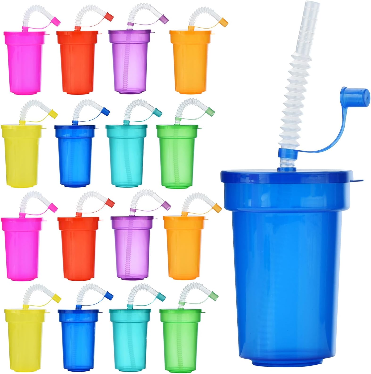 Amazon.com | Sawysine 12 Pieces Cups with Straws and Lids, Plastic ...