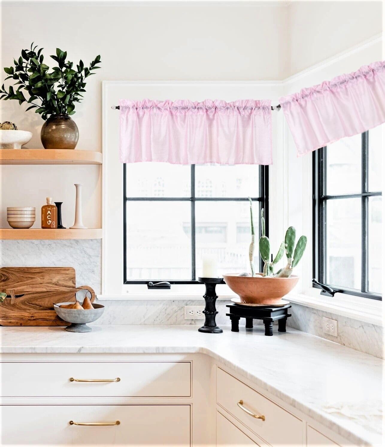 Amazon.com: (S18) 2 Pieces Straight Solid Color Faux Silk Window ...