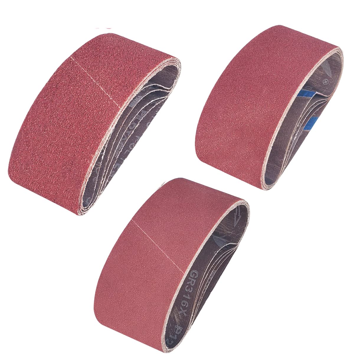 SACKORANGE 12 Pack 3 x 18 Inch Sanding Belts Set - 4 PCS Each of 80 120 ...