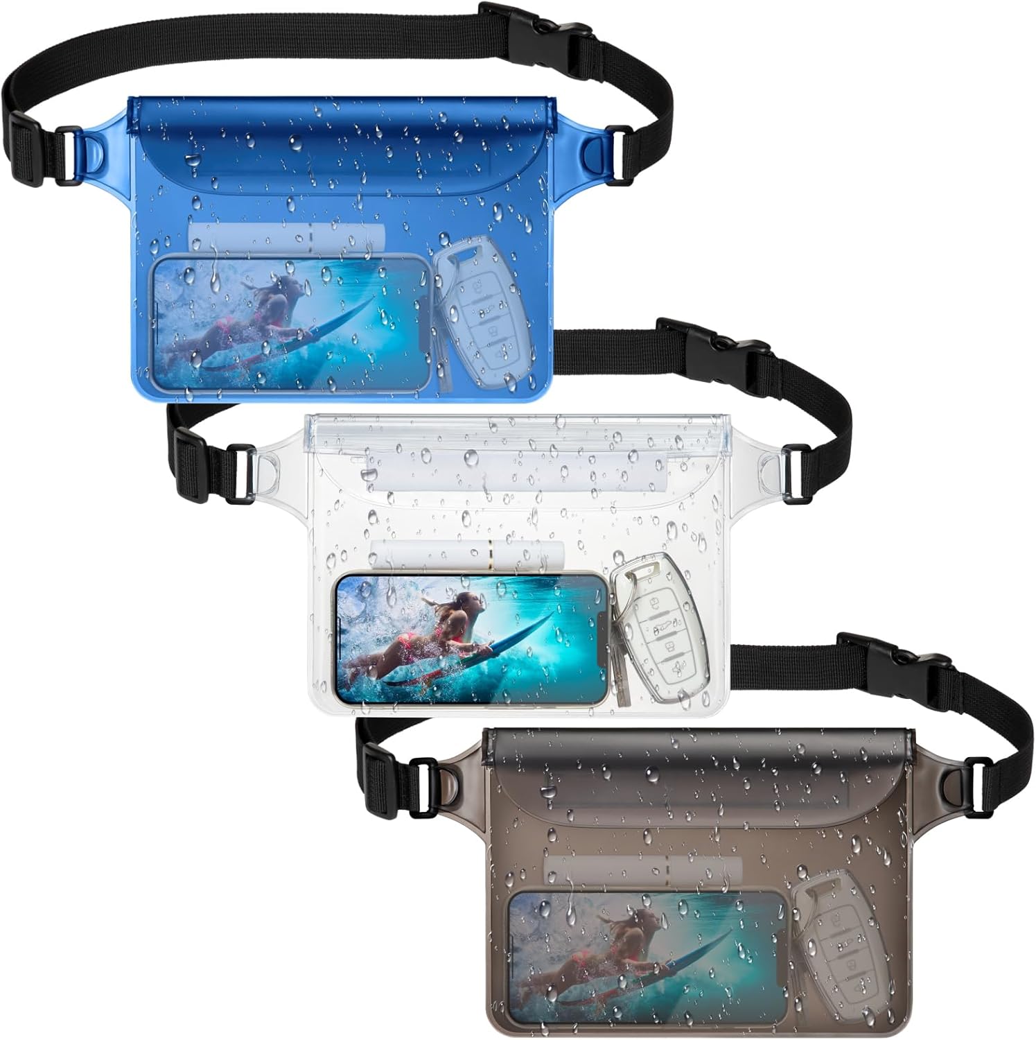 Amazon.com: F-color Waterproof Fanny Pack - 3 Pack Waterproof Phone ...