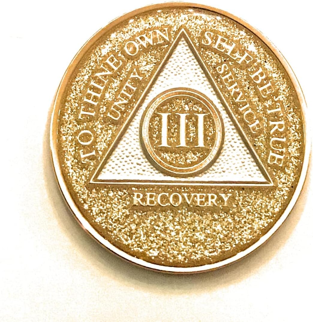 Amazon.com: Recovery Mint 3 Year AA Medallion - Gold, Glitter, Sparkle ...