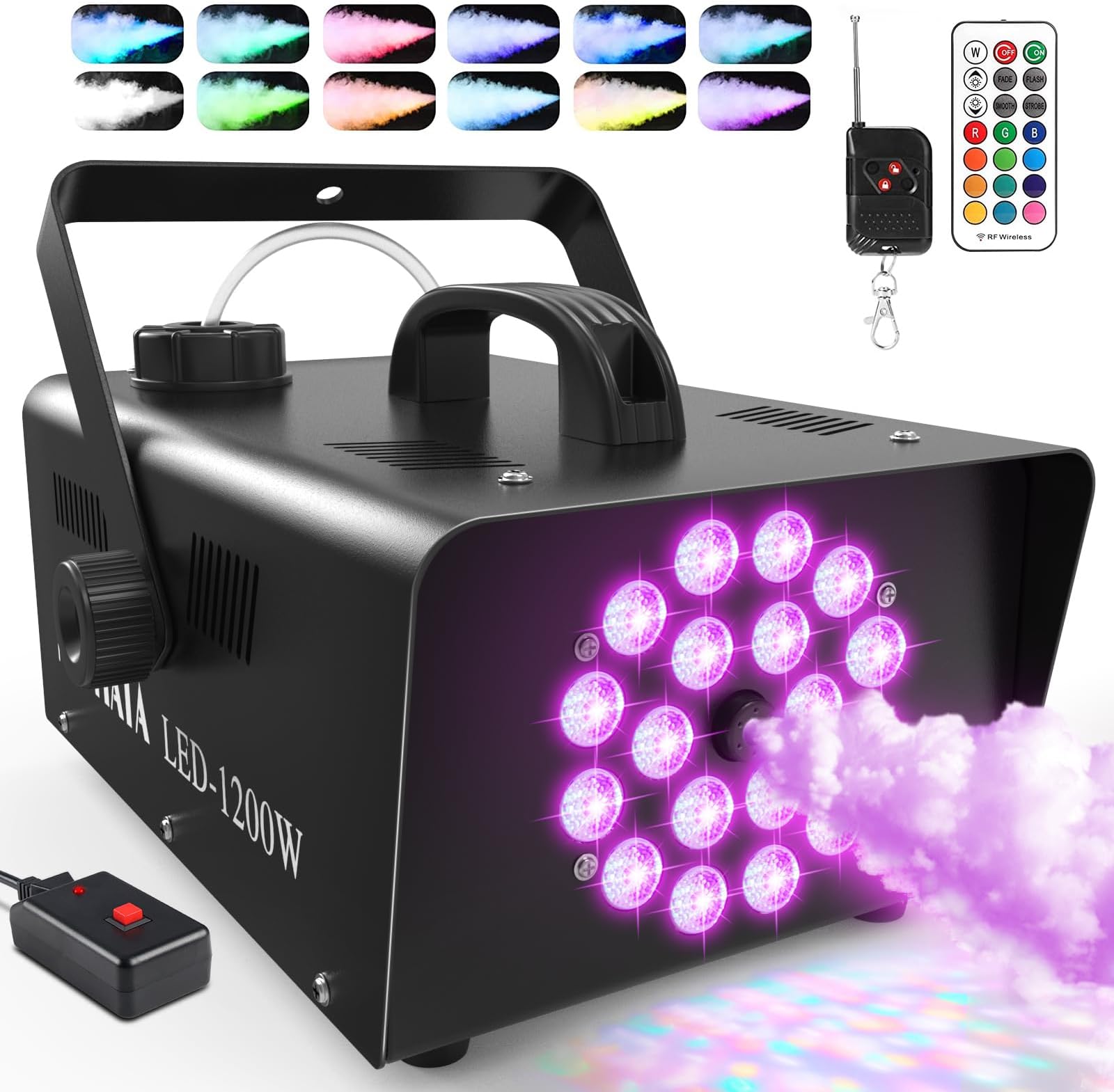 Amazon.com: MOSFiATA Fog Machines, Smoke Machine with 18 RGB LED Lights ...