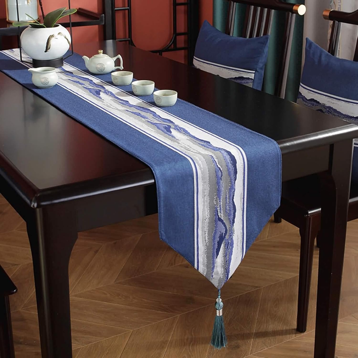Amazon.com: Stfery Blue Table Runner 48, Desk Table Runner 13.2Inch ...
