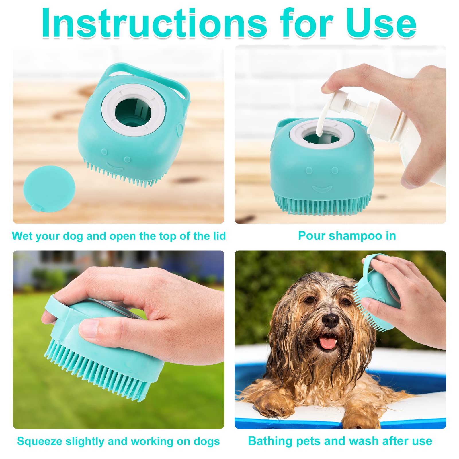 Snapklik.com : 2 Pack Dog Bath Brush, Soft Silicone Shampoo Dispenser ...