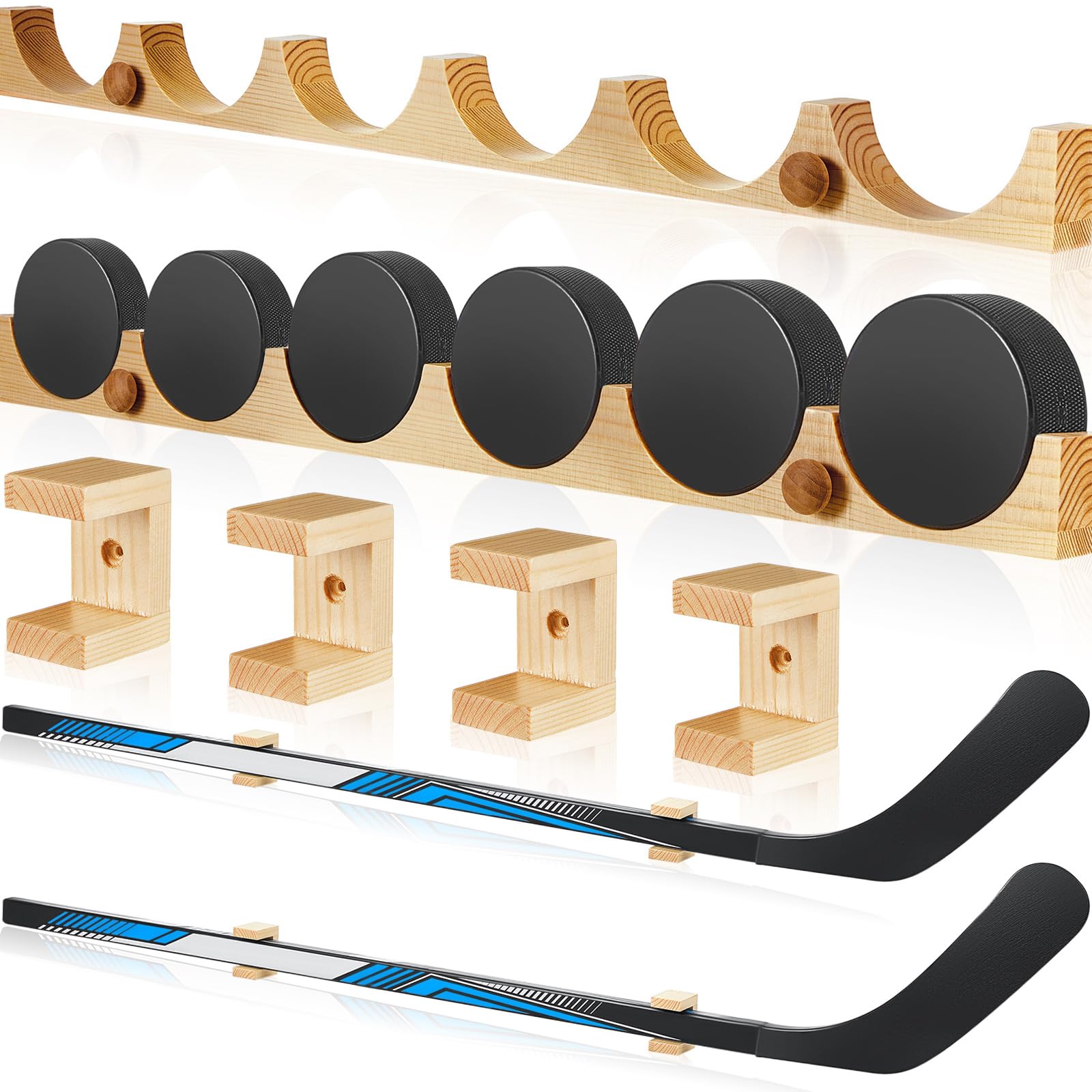 Mini Hockey Stick Wall Mount Poster A Small, Silver Robot With A Gold