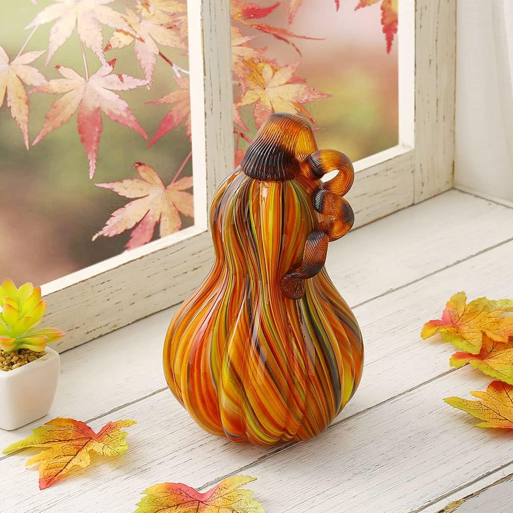 Amazon.com: Glitzhome 8.50" H Multi Striped Glass Gourd Tabletop ...